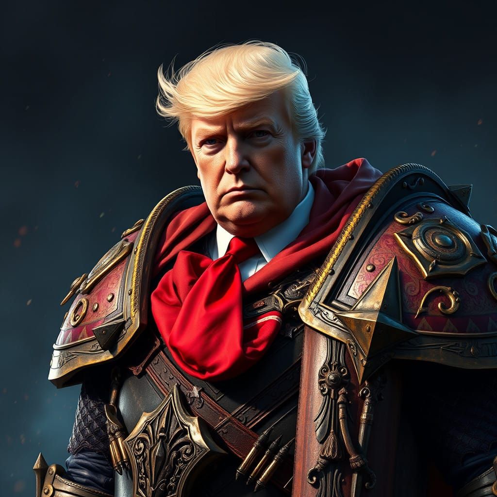 Donald Trump in Epic Warhammer 40k Armor - AI Art