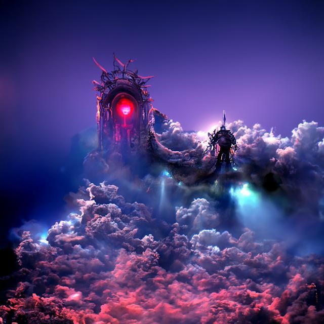 A Highly Detailed Rendering of a Magic Portal in the Sky, rendered in Blender, Shounen Fantasy ...