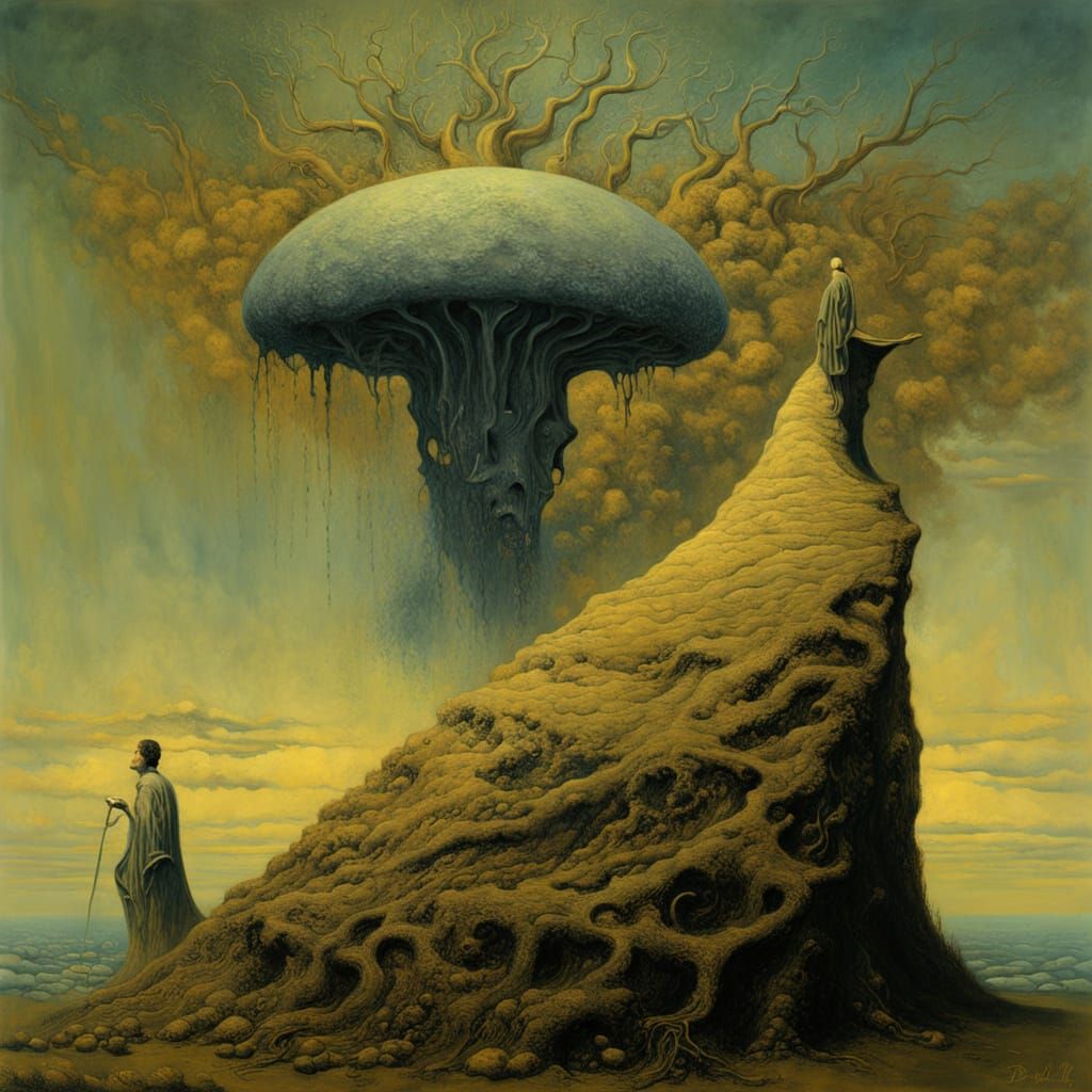 Surrealist Masterpiece of Melting Forms in Oil on ... - AI Art