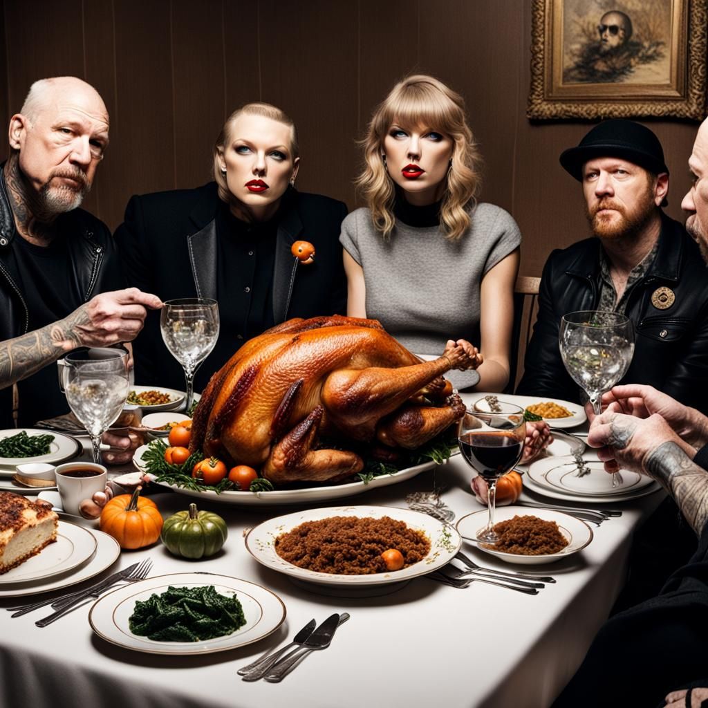 Rancid thanksgiving dinner with Taylor Swift, perfectly rendered ...