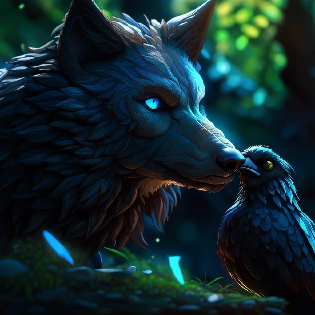 The Wolf and The Raven - AI Generated Artwork - NightCafe Creator