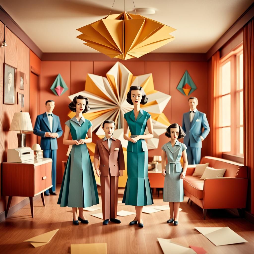 Atomic family in 1950s, art deco style room - AI Generated Artwork ...