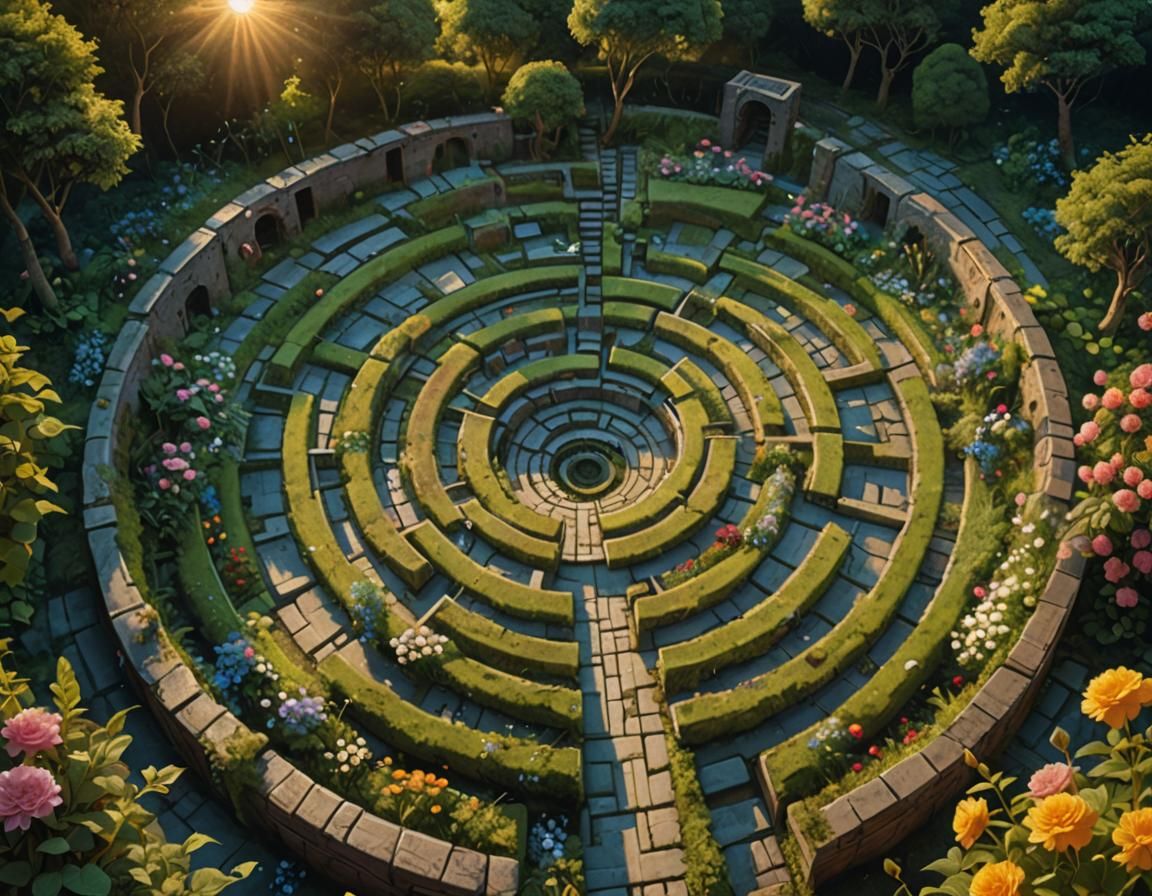 Brick and Garden Labyrinth - AI Generated Artwork - NightCafe Creator