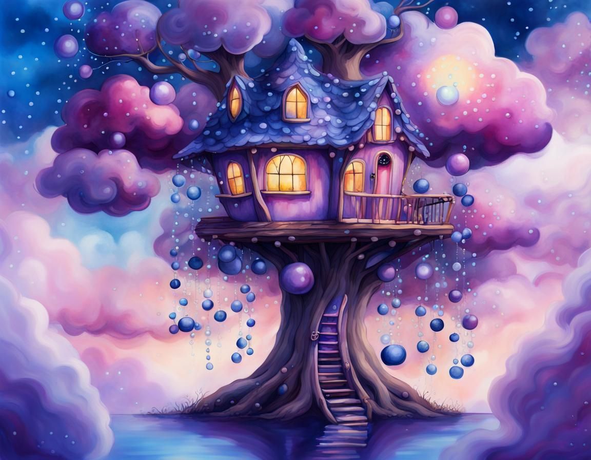 Whimsical treehouse - AI Generated Artwork - NightCafe Creator