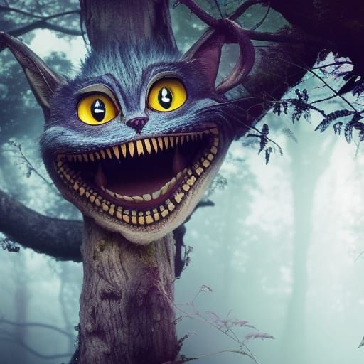Cheshire Cat from a Tree - AI Generated Artwork - NightCafe Creator