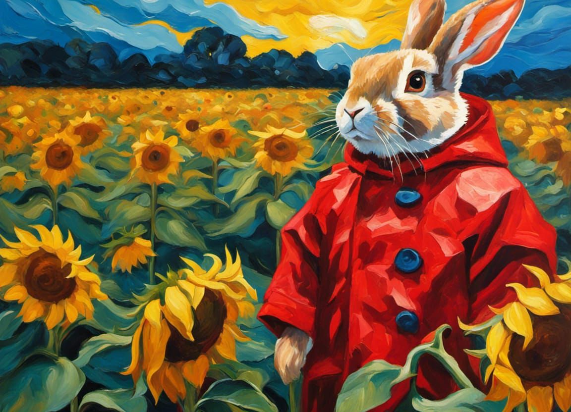 Rabbit in Sunflower field - AI Generated Artwork - NightCafe Creator