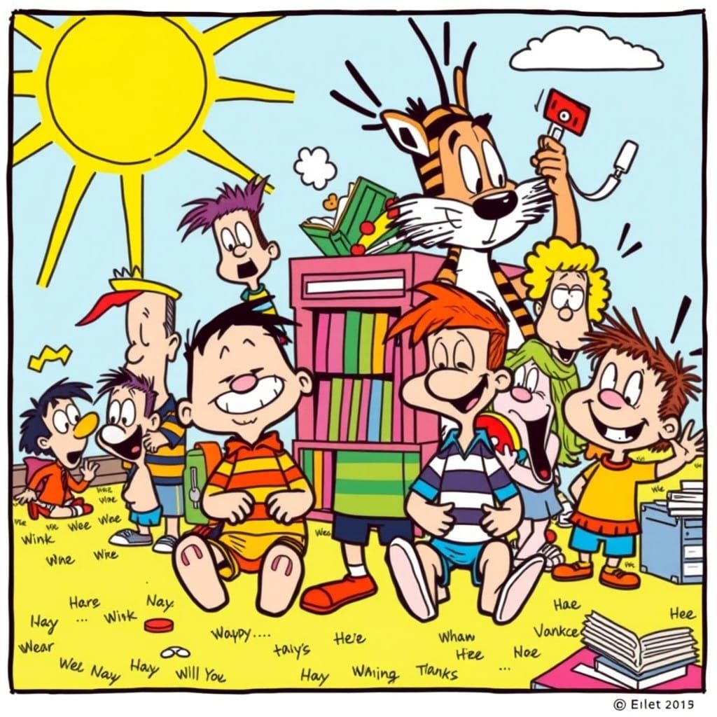 Colorful Comic Strip Scene with Exaggerated Expres... - AI Art