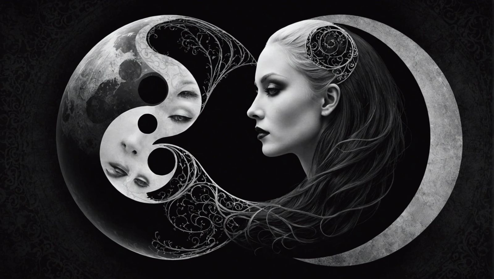 Duality:: gothic lady, - AI Generated Artwork - NightCafe Creator
