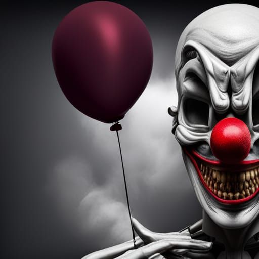 A scary CLOWN HEAD ON A SKELETON BODY ,center the creation - AI ...