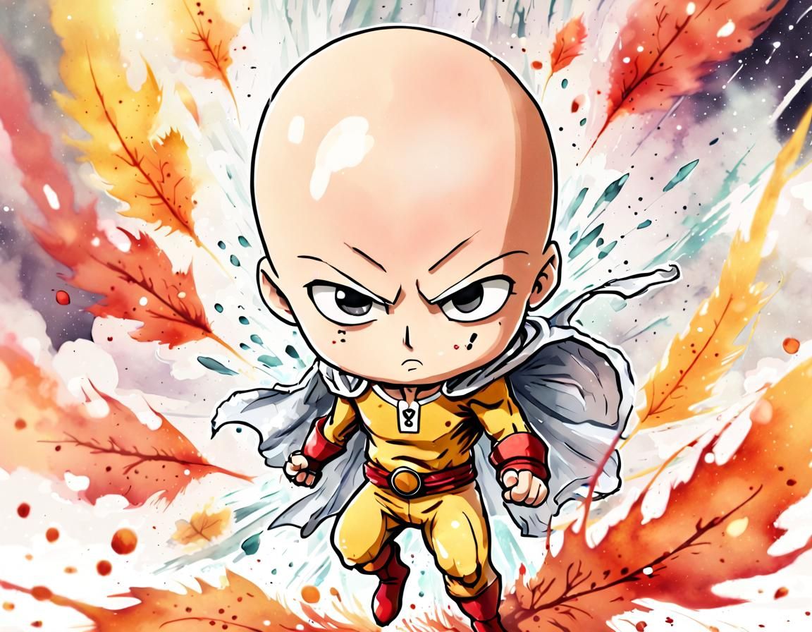 Serious chibi Saitama - AI Generated Artwork - NightCafe Creator