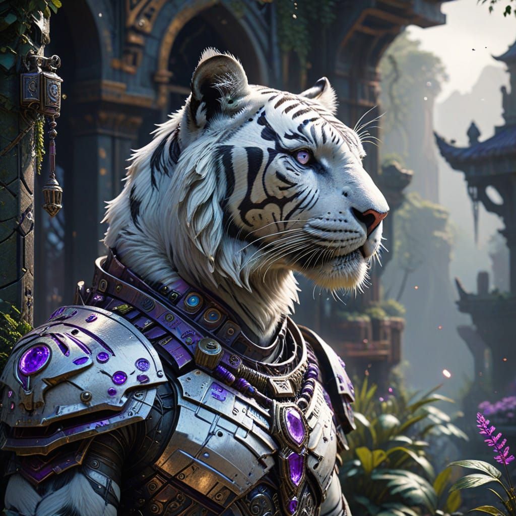 Royal Palace Guard - Mystical White Tiger in Ornate Armor