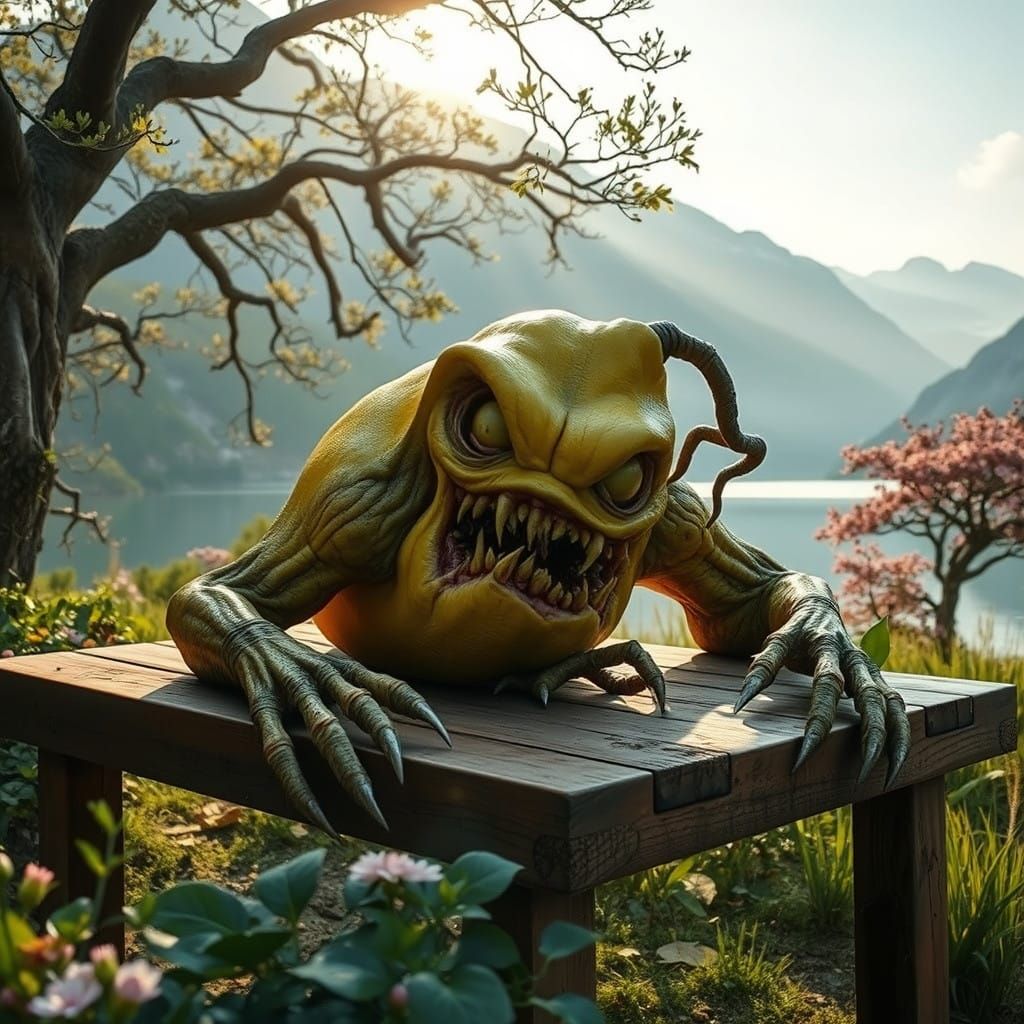 Hyper Realistic Rotten Mutant Lemon Fruit Tree Mon... - AI Art