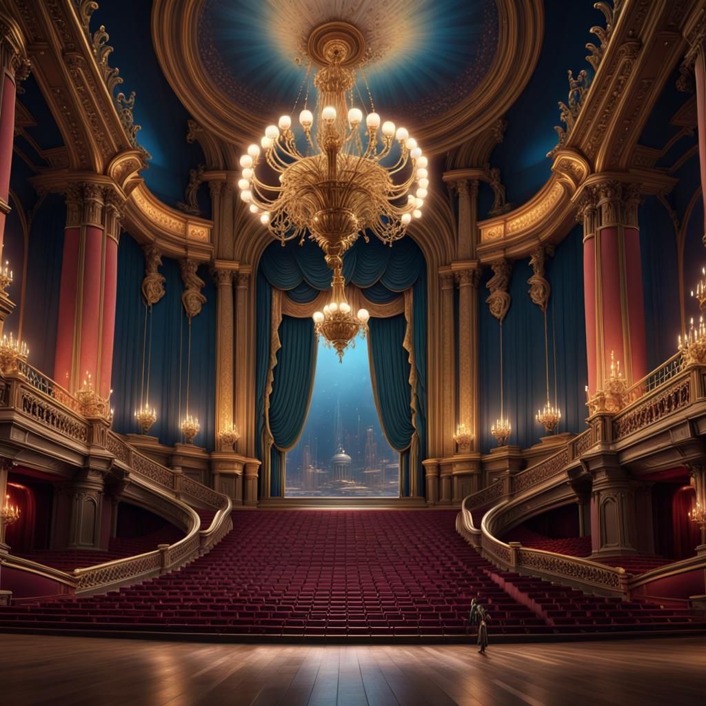 Night at the Opera detailed matte painting, deep color, fantastical ...