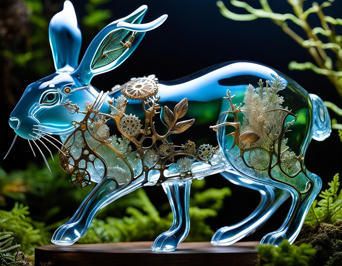 steampunk "jackalope hare" mechanical rabbit by [Hajime Sorayama ...