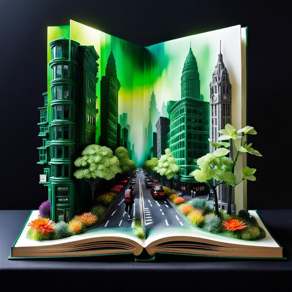 cityscape inside the book - AI Generated Artwork - NightCafe Creator