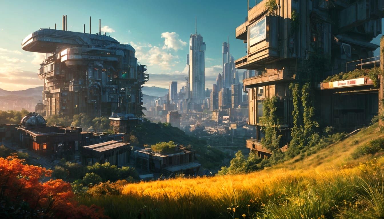 Solarpunk Cityscape - AI Generated Artwork - NightCafe Creator