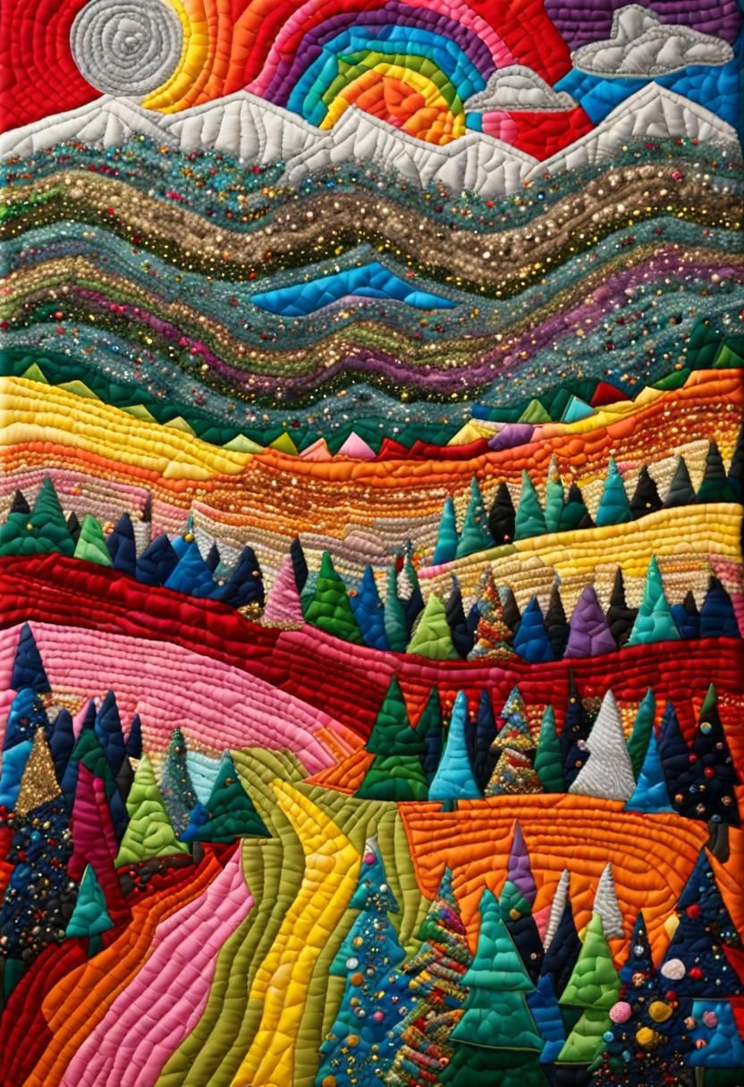 Quiltscape № 3 - AI Generated Artwork - NightCafe Creator