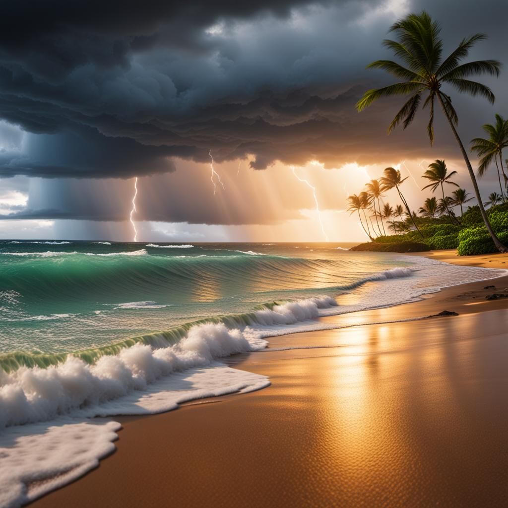 Beach Storm - Surreal Stormy Beachscape in Photorealistic St...
