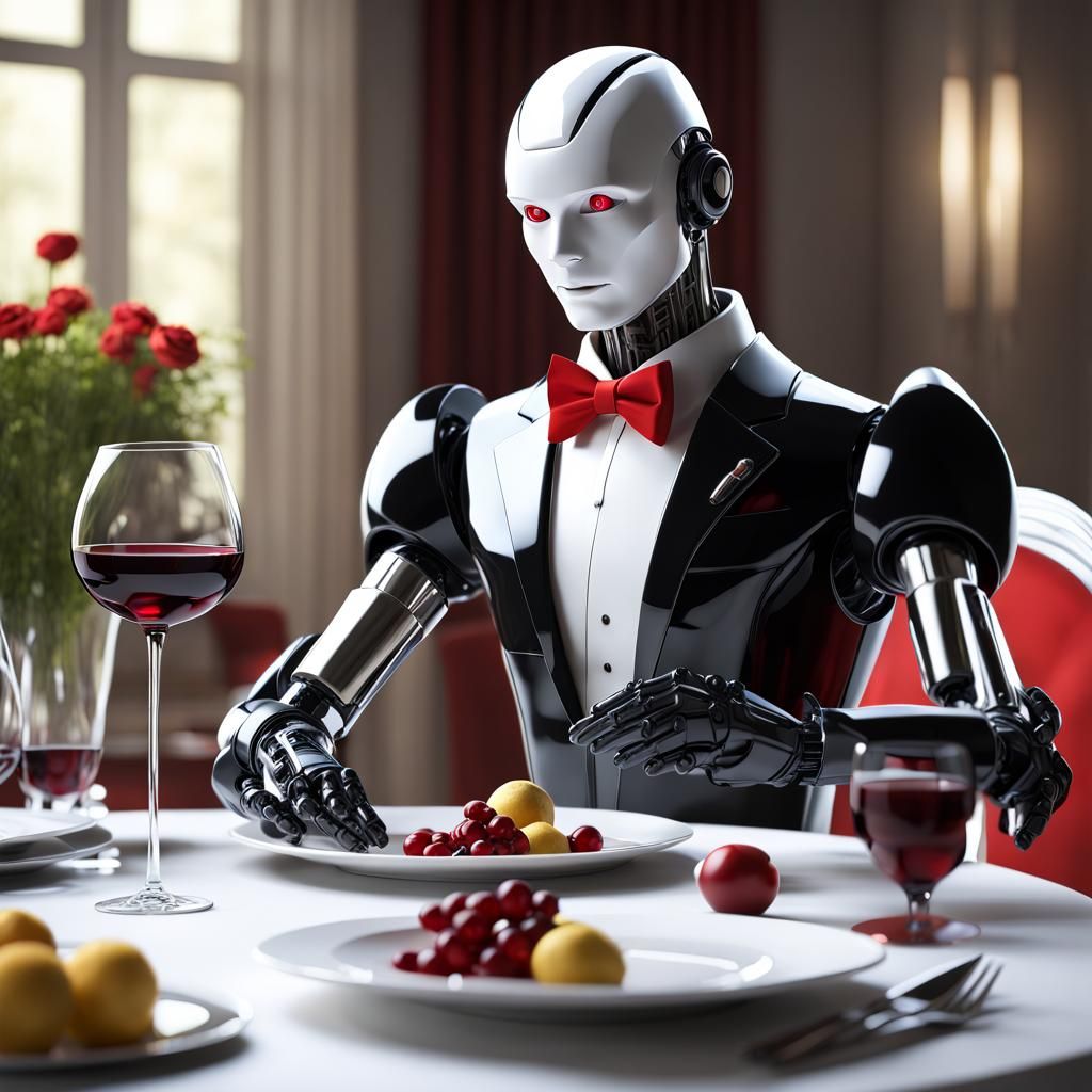 Robot Butler prepping for dinner service - AI Generated Artwork ...