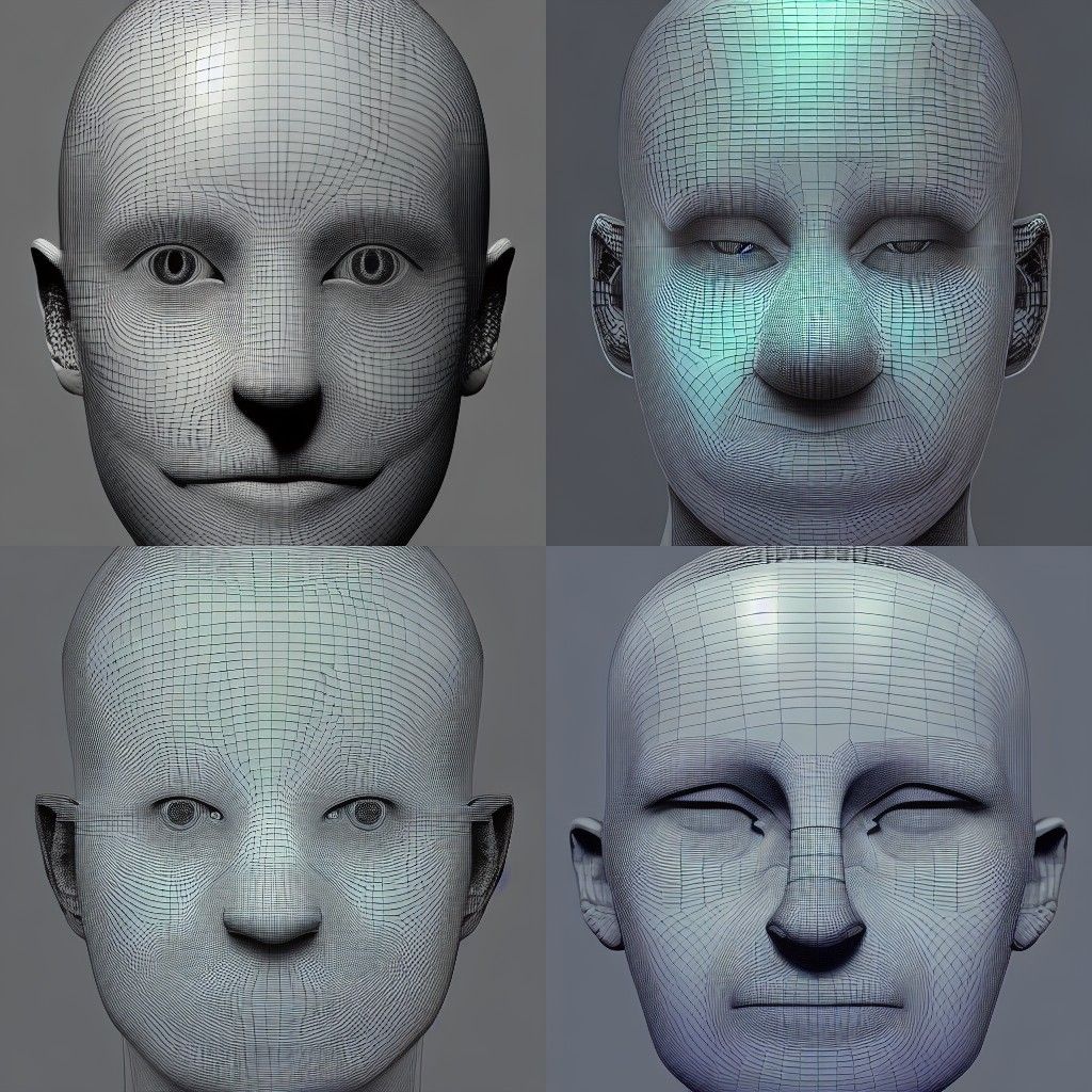 3D wireframes of a human head to see aura magnetic lines by George ...