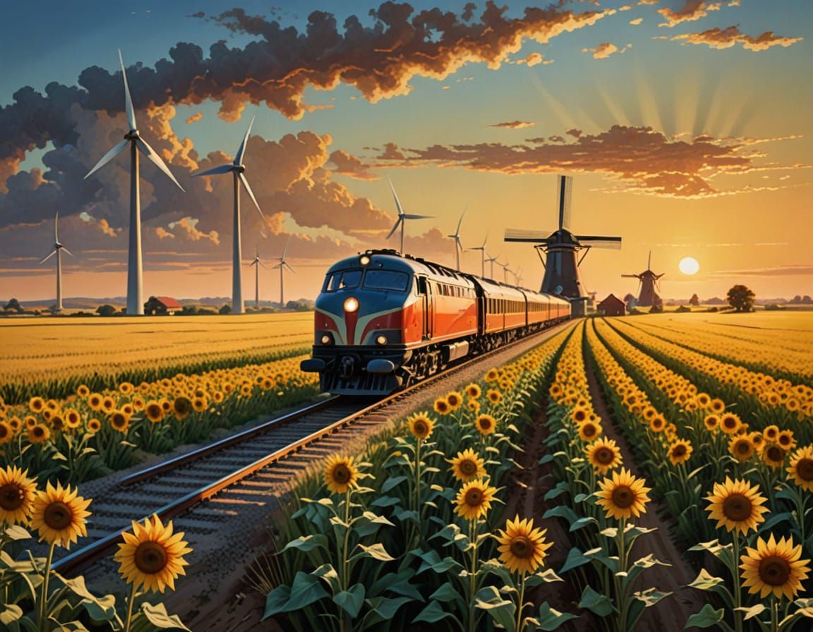 This is Now - Art Deco Train Speeds Through Golden Hour Land...