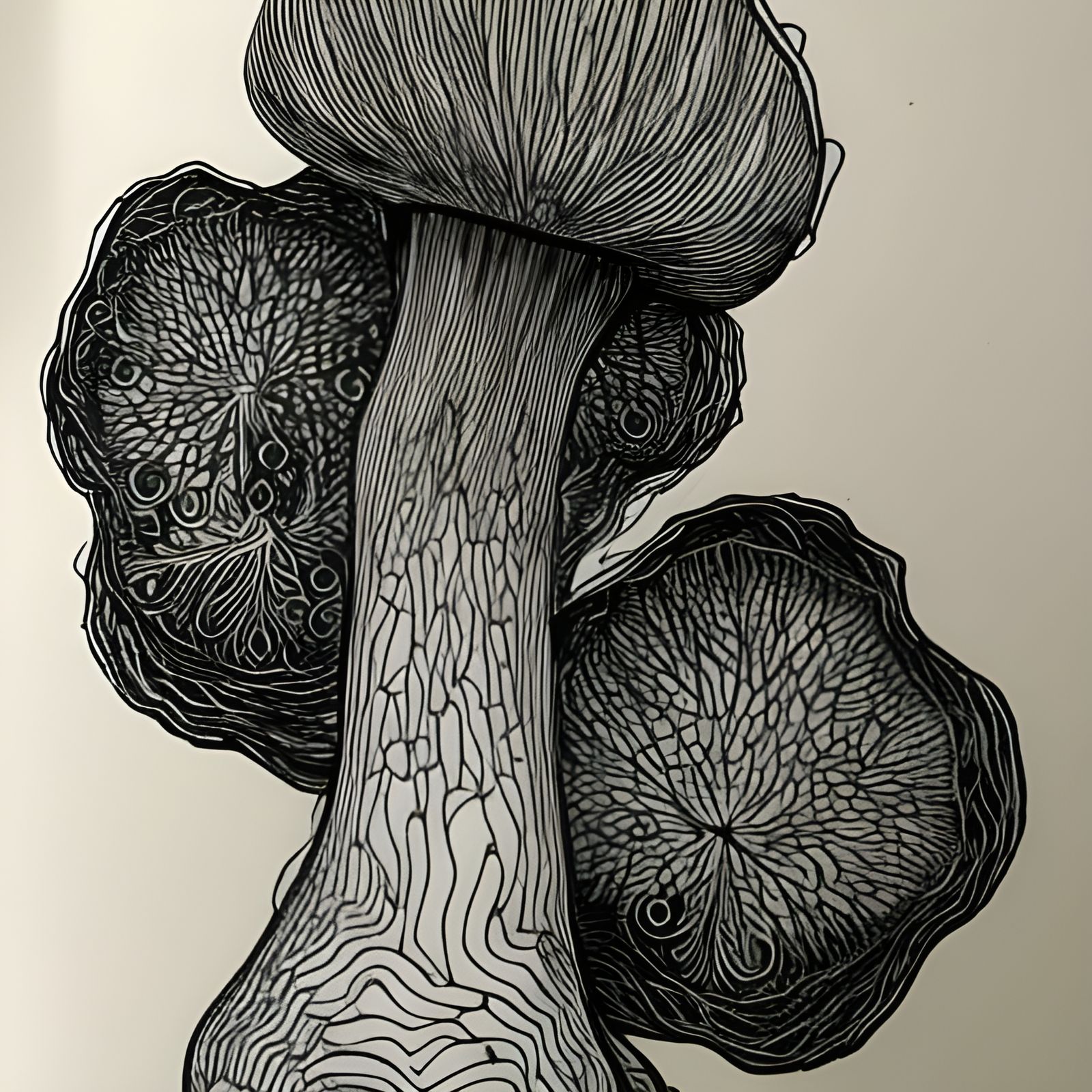 Journal ink drawing mycelium fruiting body - AI Generated Artwork ...