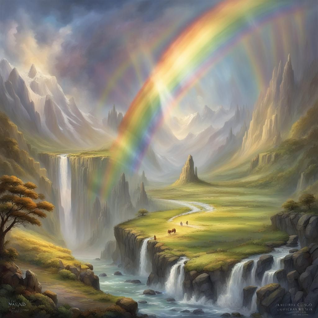 “Bifrost” the magical rainbow connecting “Midgard” and “Asgard” - AI Generated Artwork ...
