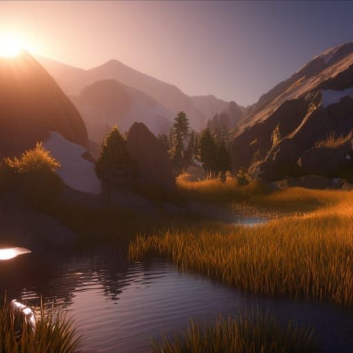 Fredfullt landskap - AI Generated Artwork - NightCafe Creator