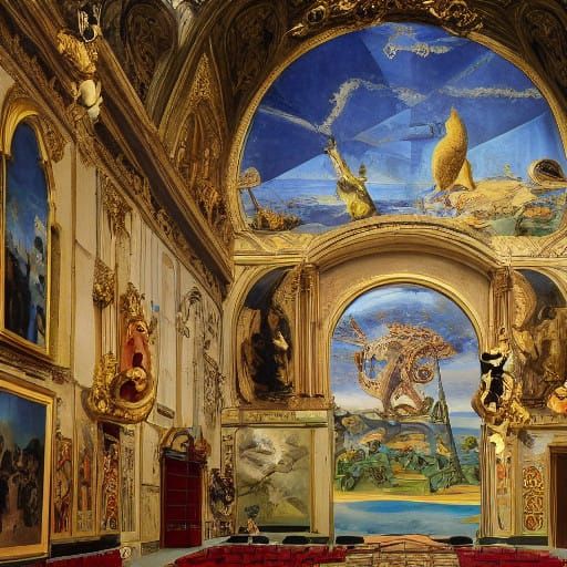 Mice Perform in Whimsical Jupiterian Opera House - AI Art