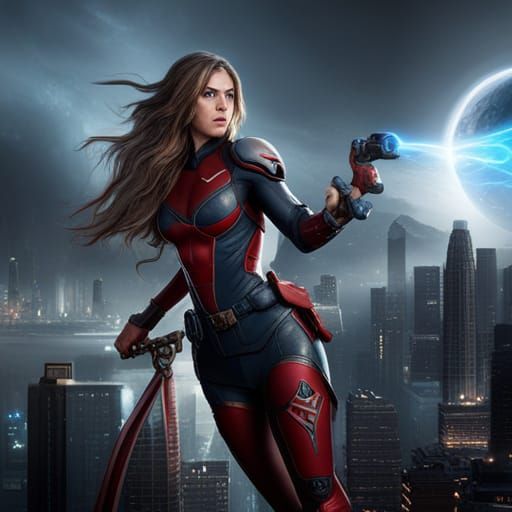 Superheroine - Superheroine Defends City From Alien Invasion