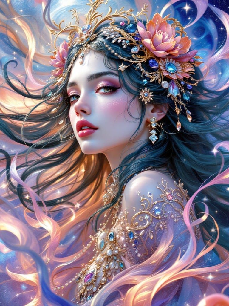 Mystique - Ethereal Fantasy Queen in Iridescent Splendor