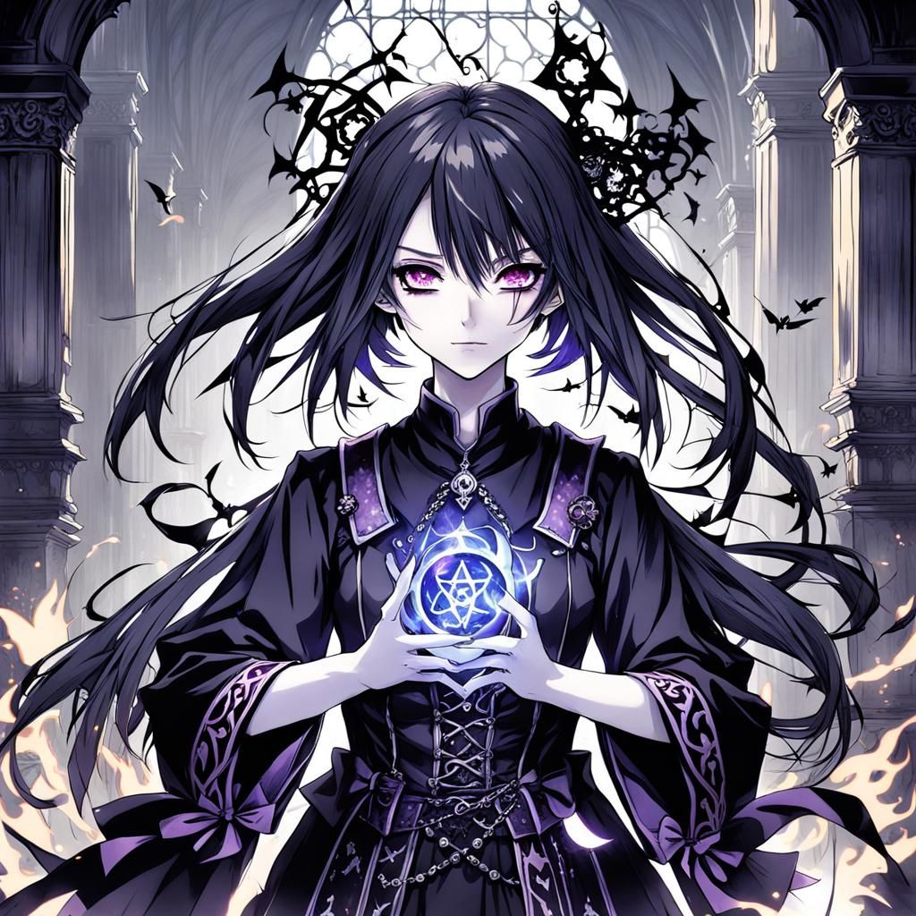 a goth magic girl - AI Generated Artwork - NightCafe Creator