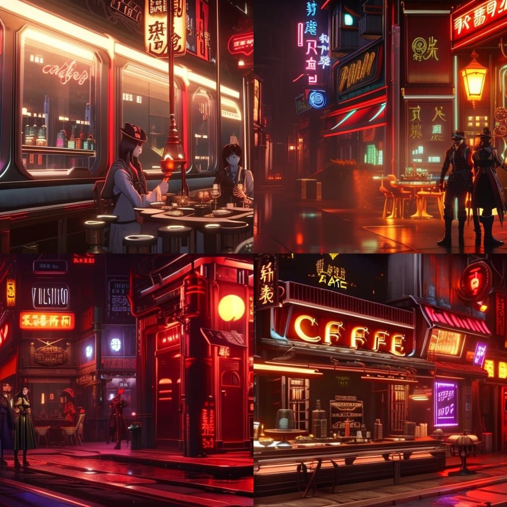 Cafe, flesh on display as entrée, spirit dinner, steampunk, midnight ...