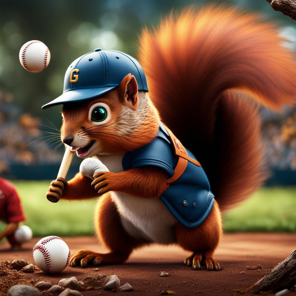 Squirrel team playing baseball against birds - AI Generated Artwork ...