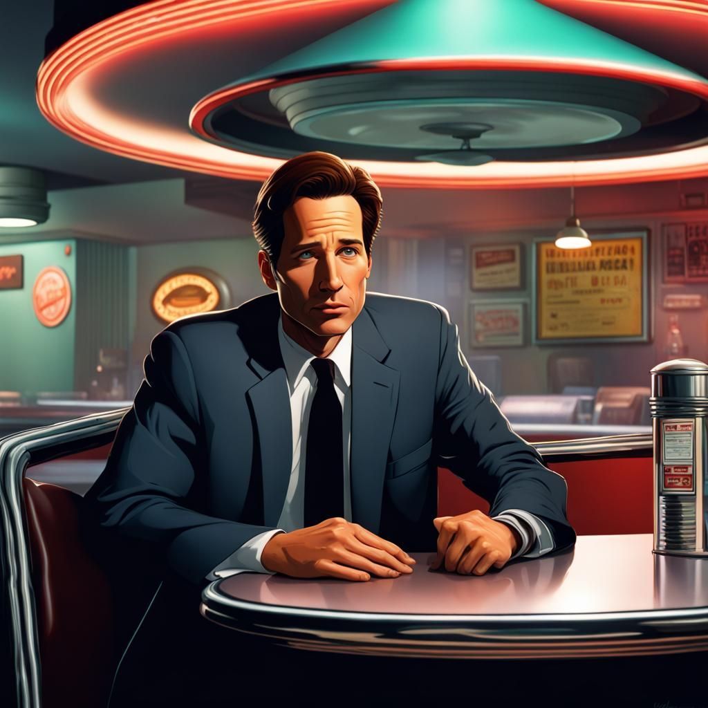 Agent Mulder in Diner - AI Generated Artwork - NightCafe Creator