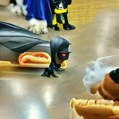 Batman stares at the evil hot dog - AI Generated Artwork - NightCafe ...