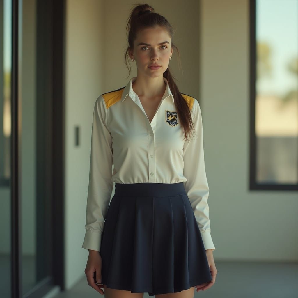 Young Athlete in Netball Gear, Focused and Determi... - AI Art