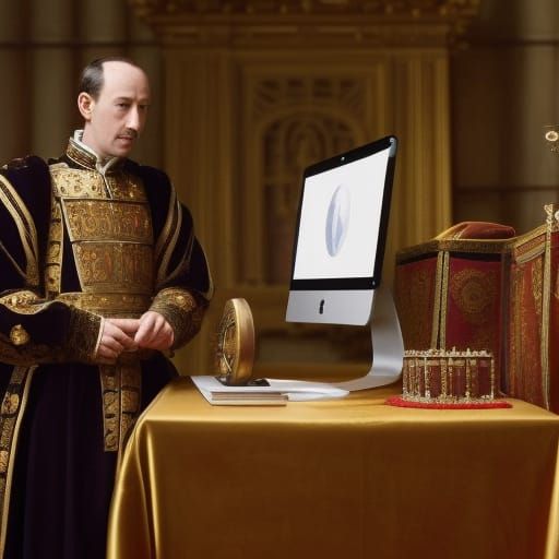 henry the eighth using an Apple Mac computer, 14th Century, Epic ...