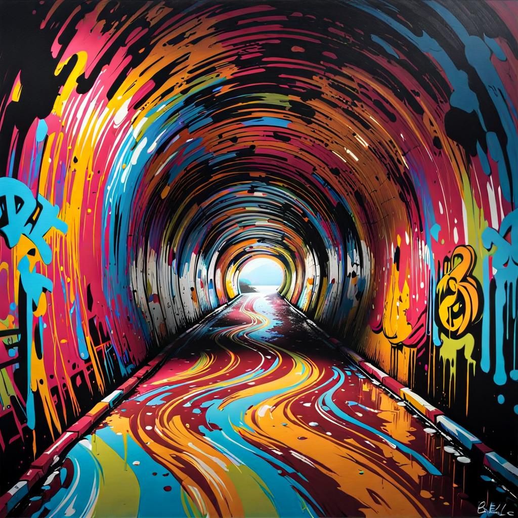 Graffiti infinity tunnel by Blek Le Rat :: deep horizon :: crazy detail ...