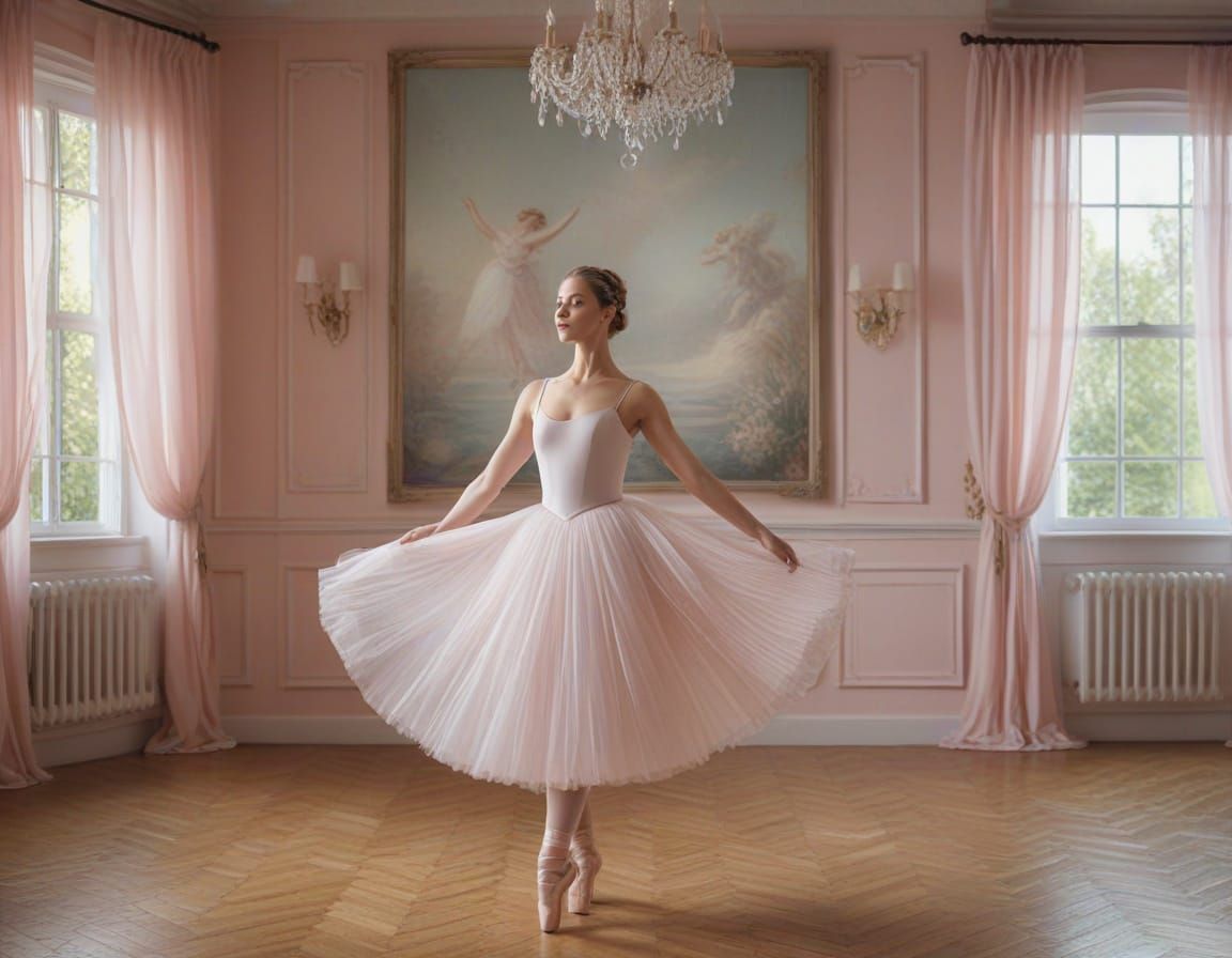 Ethereal Ballet Dancer in Soft Pastel Hues - AI Art