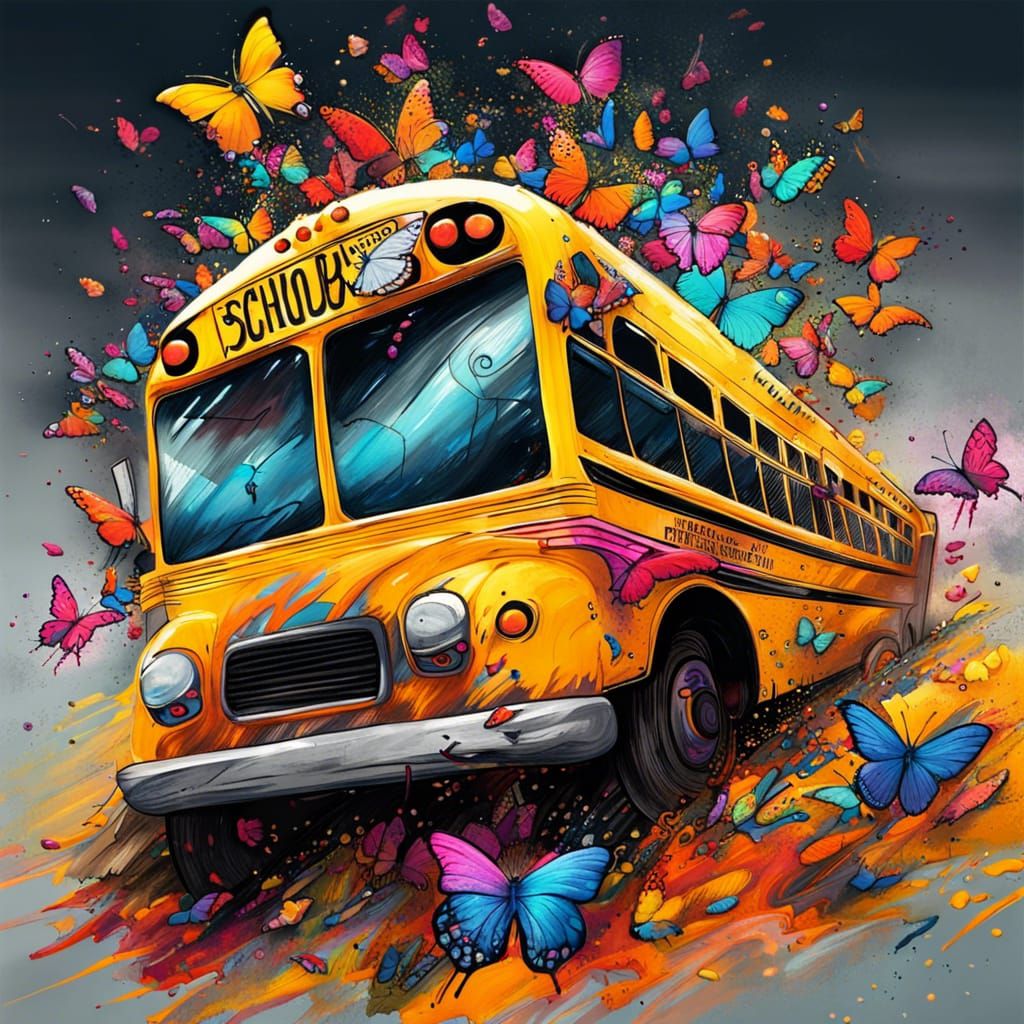 School bus of butterflies - AI Generated Artwork - NightCafe Creator