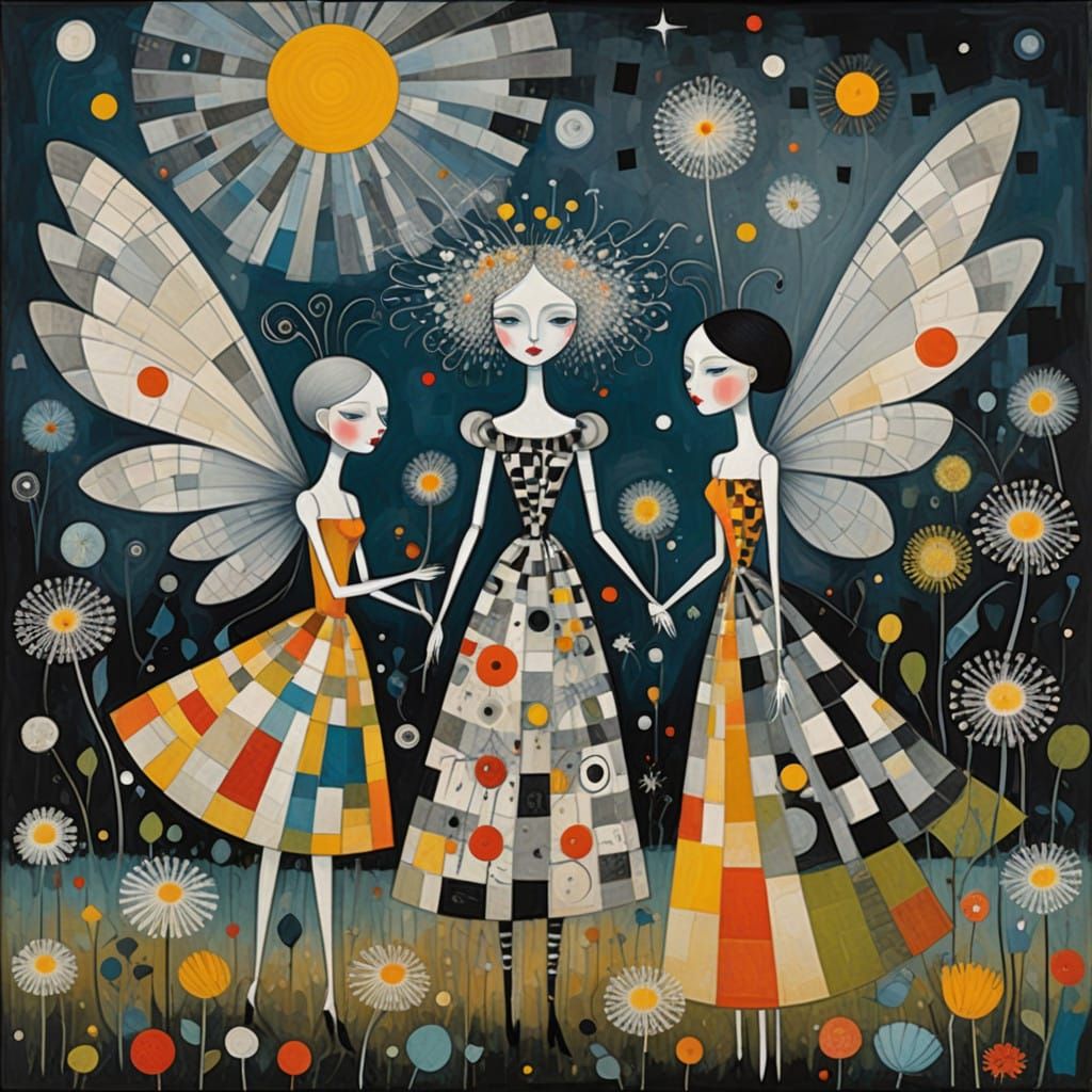 Winged fairies in a Million Dandelion dreamscape, making wishes ...