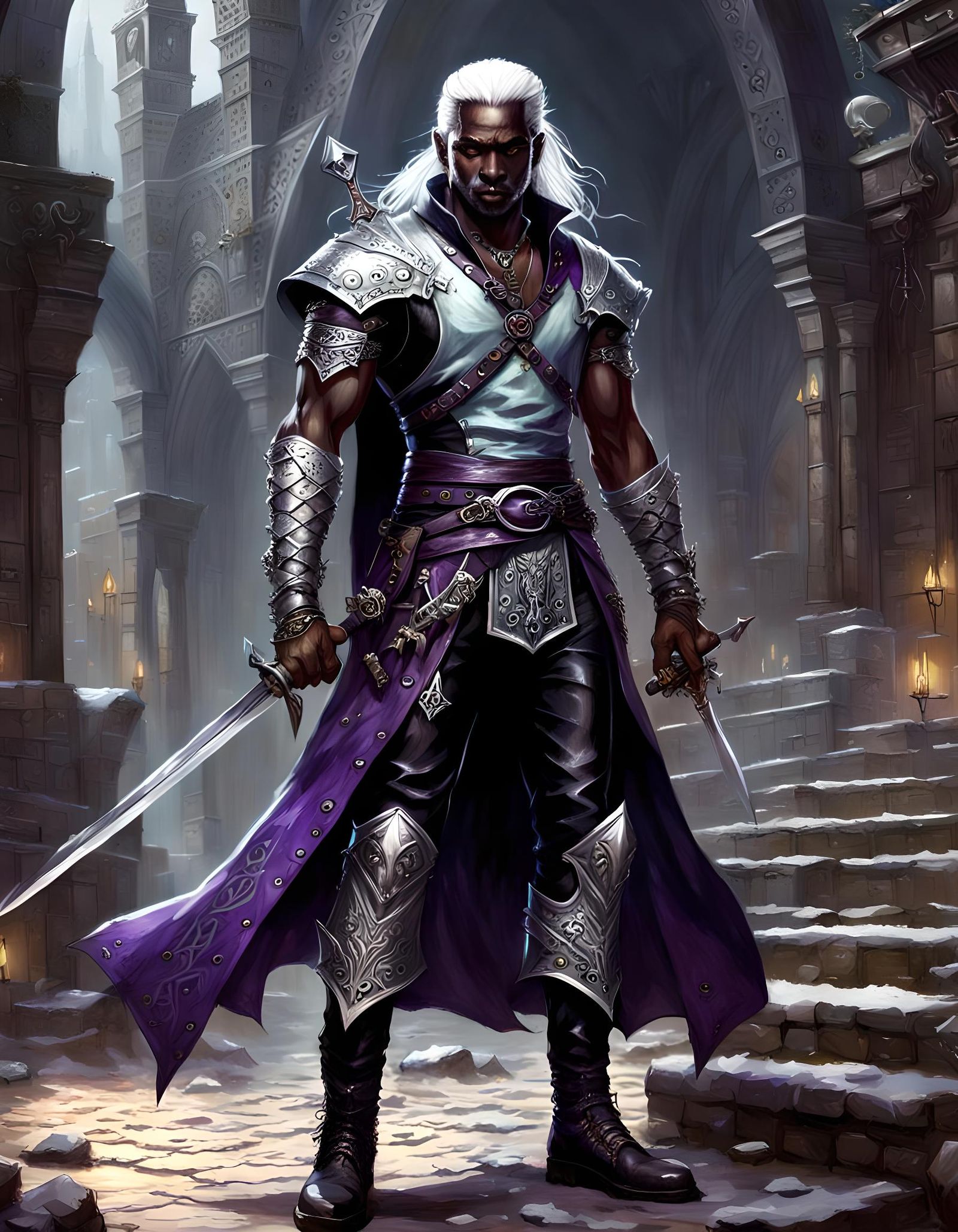 Drow Warrior Mage 03 - AI Generated Artwork - NightCafe Creator