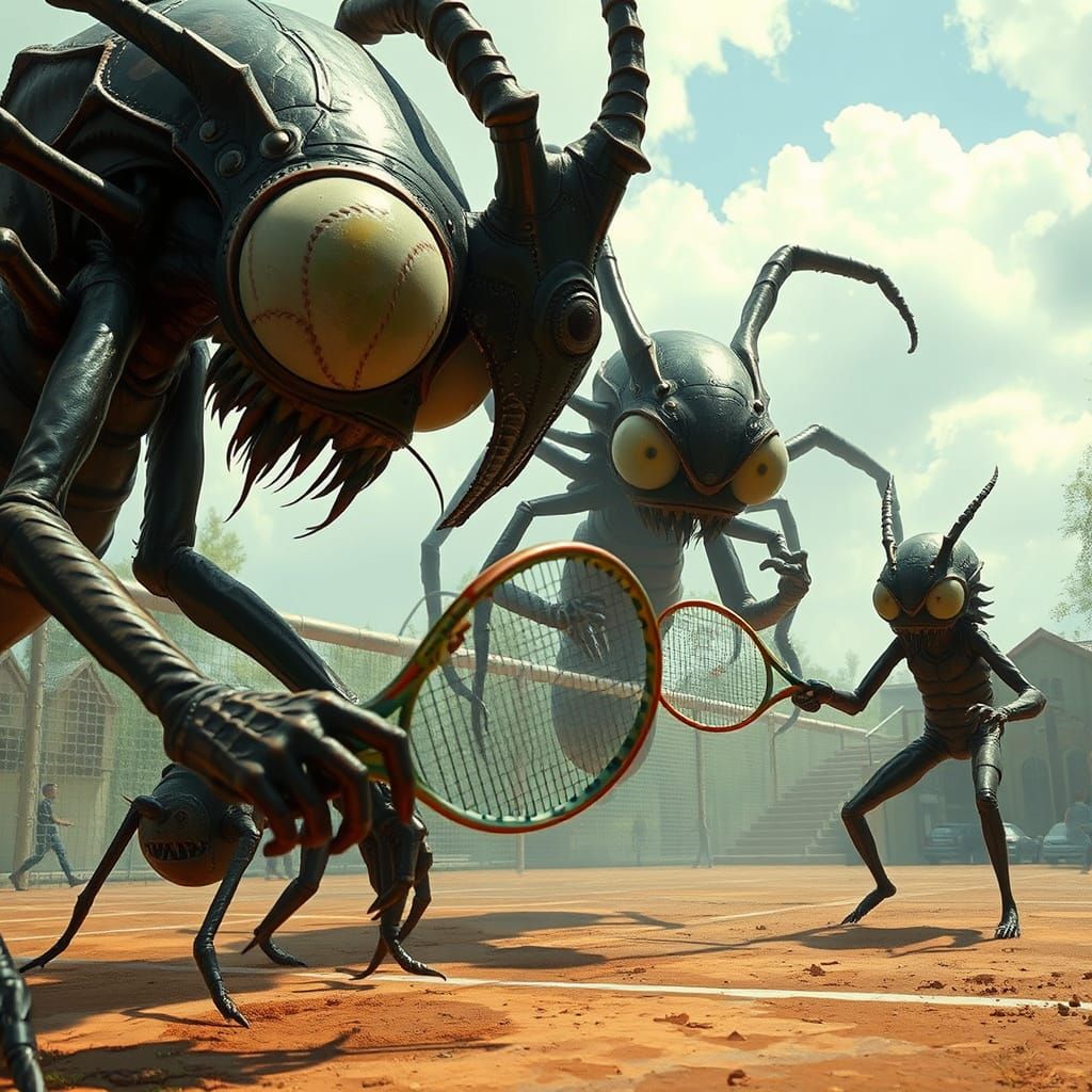 strange sport - Colossal Centipede-Humanoids Play Tennis in ...