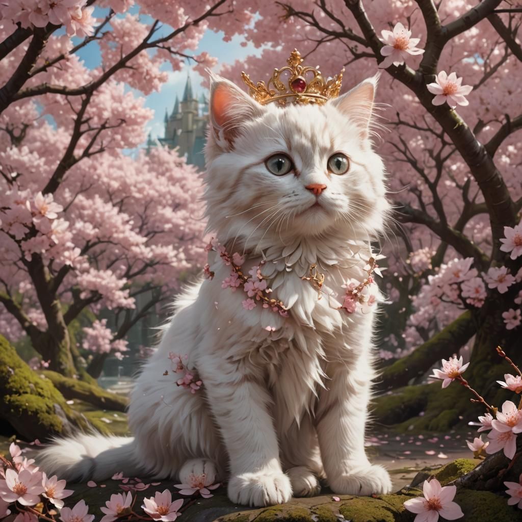 Princesse - Fluffy Kitten in Cherry Blossom Tiara, Fantasy M...