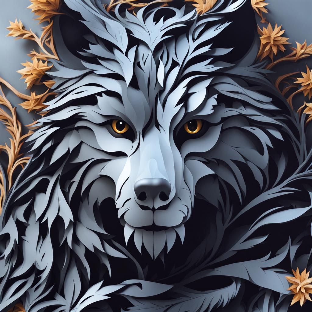 wolf made out of vines - AI Generated Artwork - NightCafe Creator