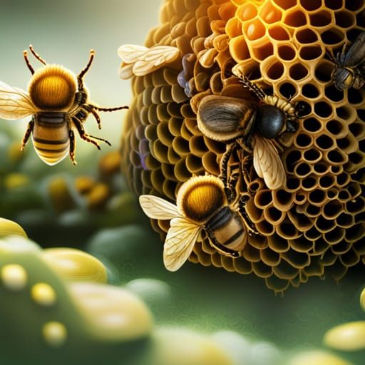Honey Bee Hive - AI Generated Artwork - NightCafe Creator