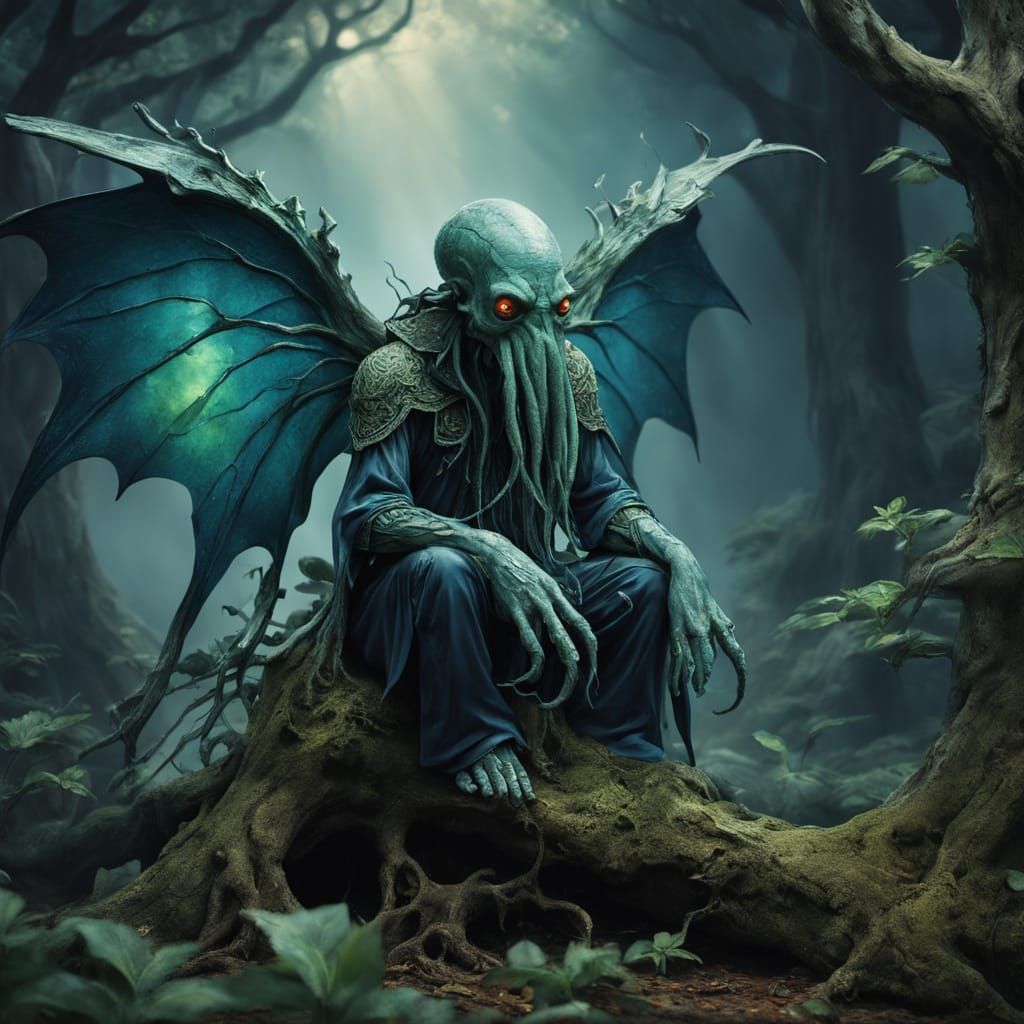 Surreal biomechanical tree with Cthulhu fairy Professional photography ...