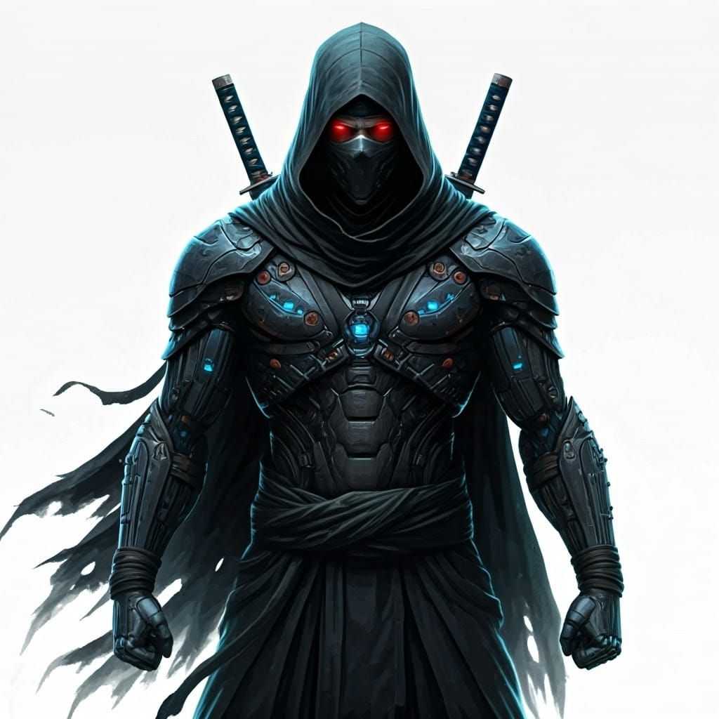 Cyberpunk Cyborg in Ninja Outfit: Futuristic, High... - AI Art