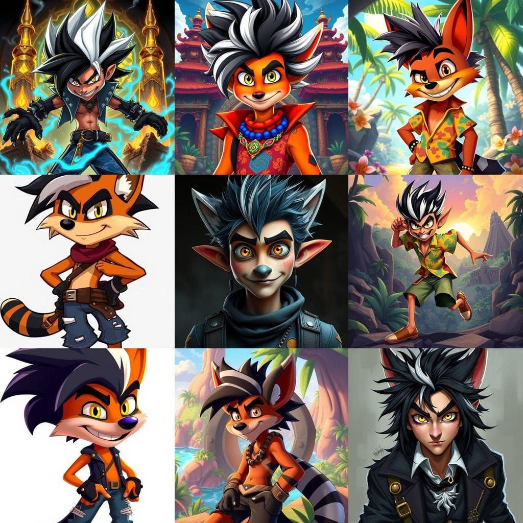 Vali Ravenclaw as a male Crash Bandicoot Character with black and white ...